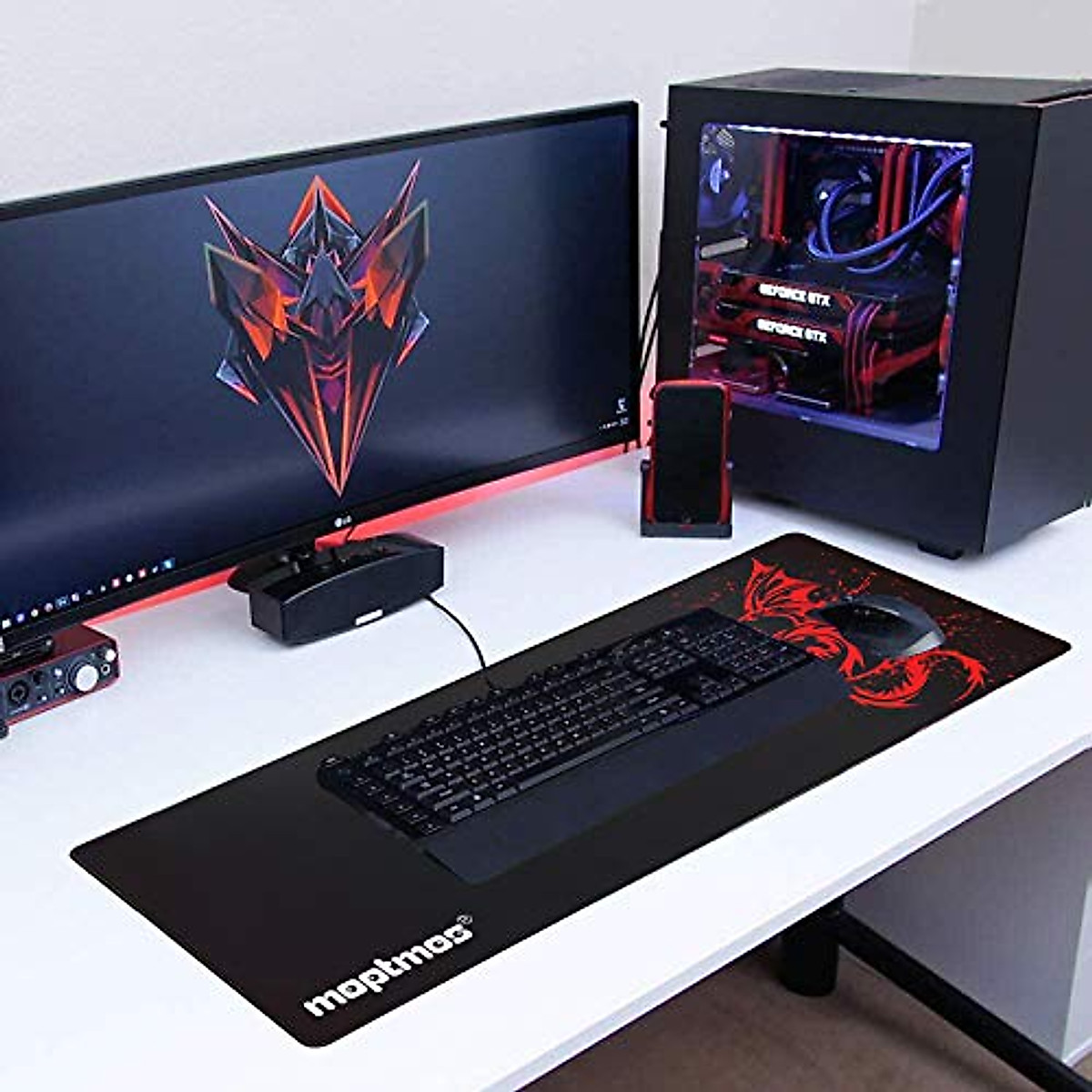 Large Mouse Pad Gaming Mouse Pad Fly Dragon Mouse Pad Gamer Office Computer Mouse Mat (A-Red)