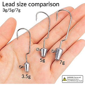 THKFISH 20Pcs Jig Head Bullet Bass Fishing Jig Head High Carbon Steel Offset Round Bend Fishing Hook for Bass Trout Freshwater Saltwater 20pcs #2/0-1/8oz(3g)