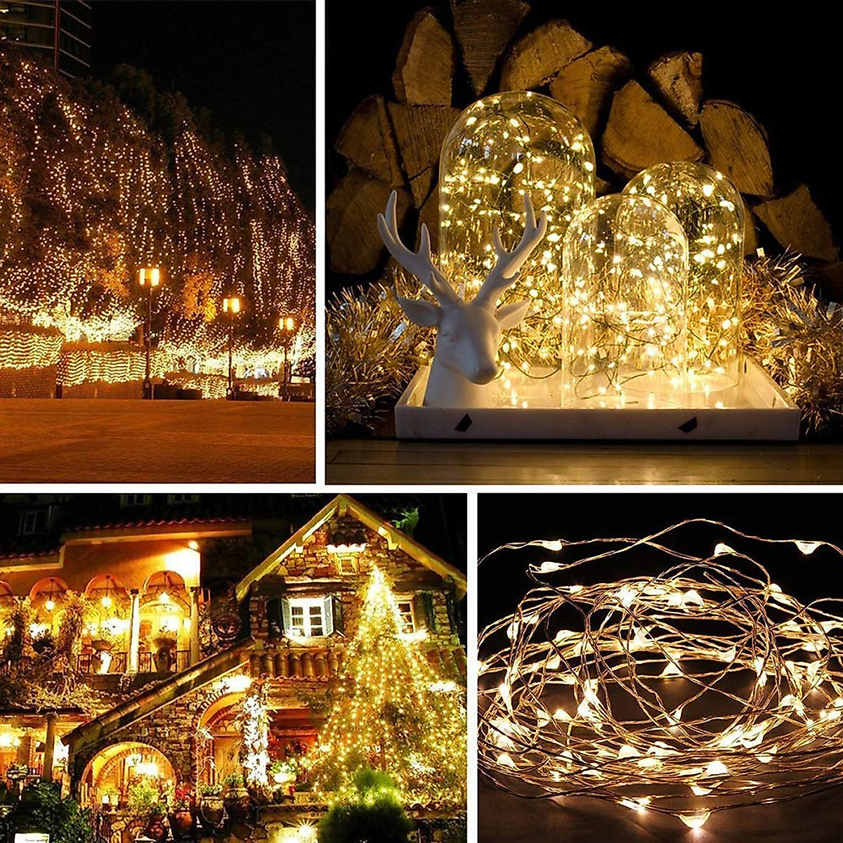 LRIFUE Solar 8 Lightning Modes Powered String Light 55ft/17m 240 LEDs Starry String Lights Copper Wire Lights Ambiance Lighting for Outdoor, Gardens, Homes, Dancing, Christmas Party(Warm White)