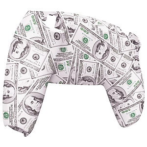 eXtremeRate 100 Cash Money Patterned Soft Touch Custom Back Plate Bottom Shell Compatible with ps5 Controller, Soft Touch Replacement Back Shell Cover Compatible with ps5 Controller