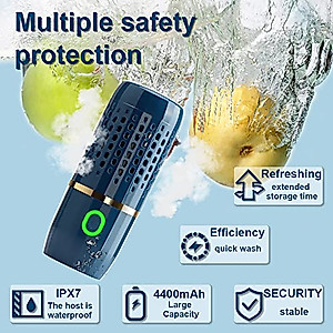 Texsens Fruit and Vegetable Washing Machine - Portable Fruit Cleaner Device, Wireless Charging & Waterproof Veggie Purifier Home Gadgets for Deeply Cleaning Produce, Grain, Rice& Tableware (Blue)