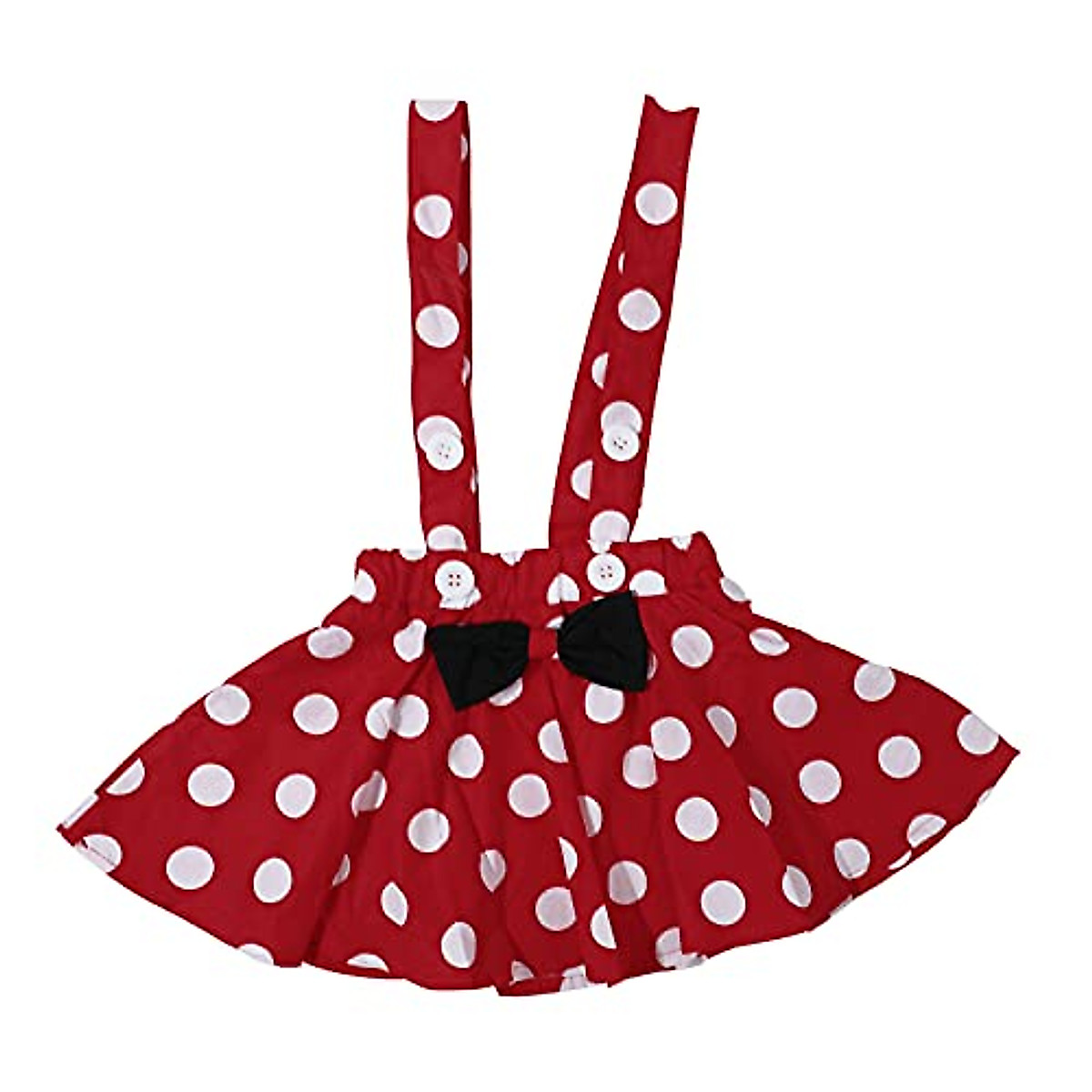 Toddler Baby Girls Outfits Infant Baby Skirt Set Ruffle Short Sleeve Top Polka Dot Suspender Skirt Set with Headband Clothes Set (Red, 6-12M)