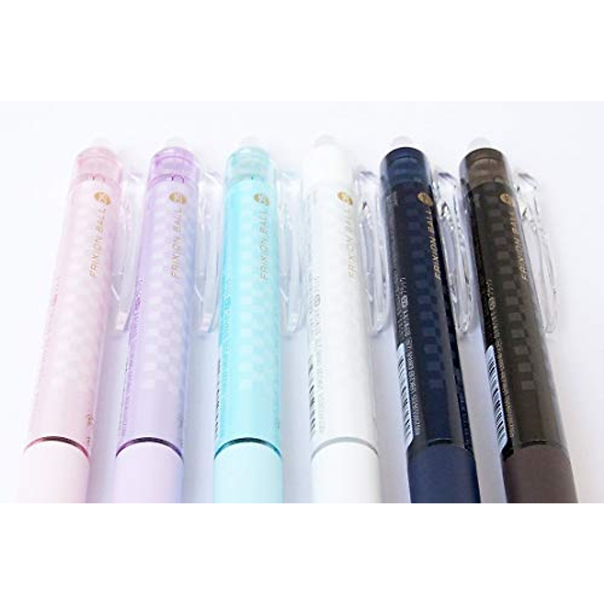 Pilot Frixion Knock Ball Retractable Erasable Gel Ink Pen, Design Series Chequered Pattern, Black Ink,0.5mm, 6 Designs Set