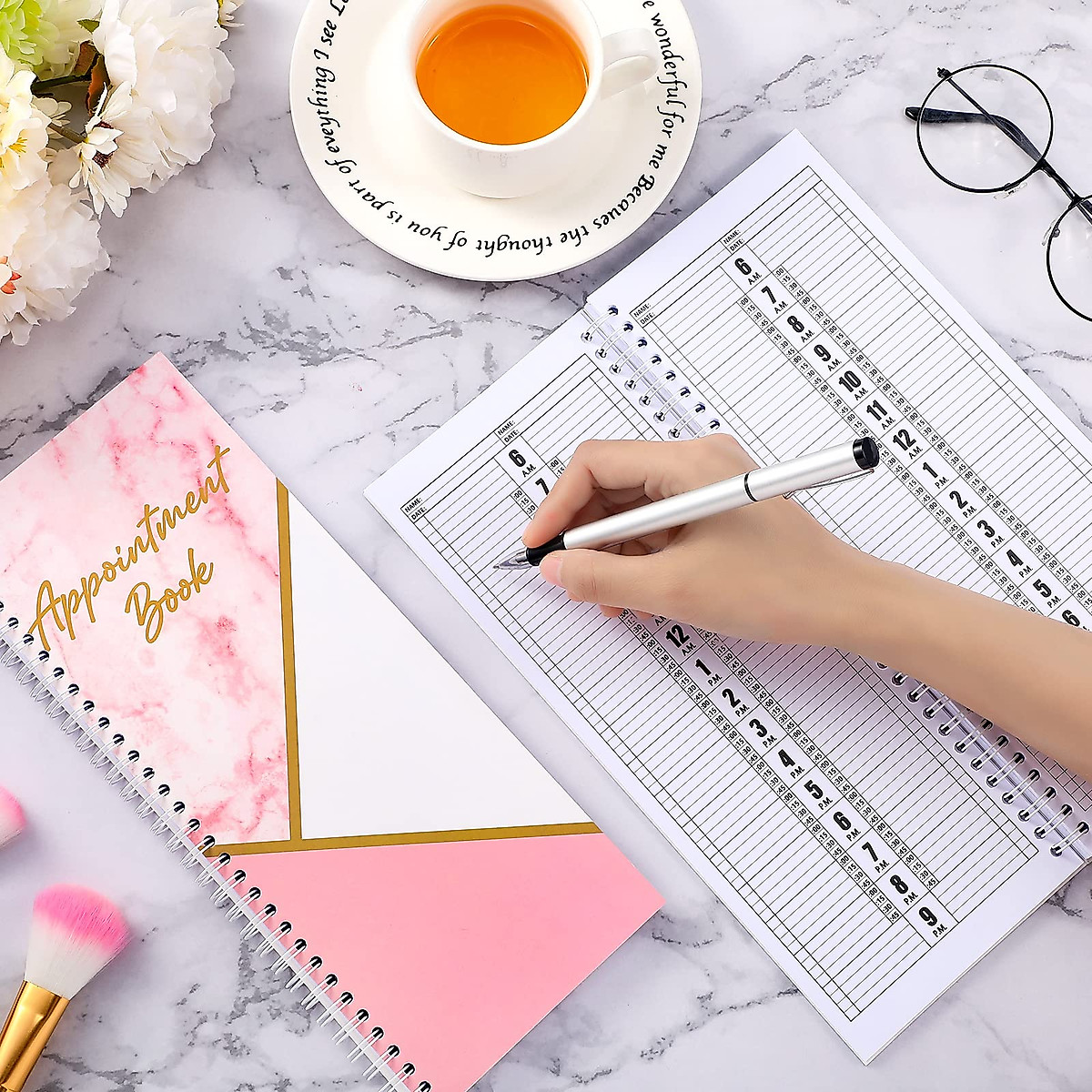 Gersoniel 2 Pieces Undated Appointment Book Schedule Day Planner Salon Appointment Book 2024 Hairstylist Weekly Appointment Planner for College Office Home Schedule Supplies, 11.2 x 4.5 Inches