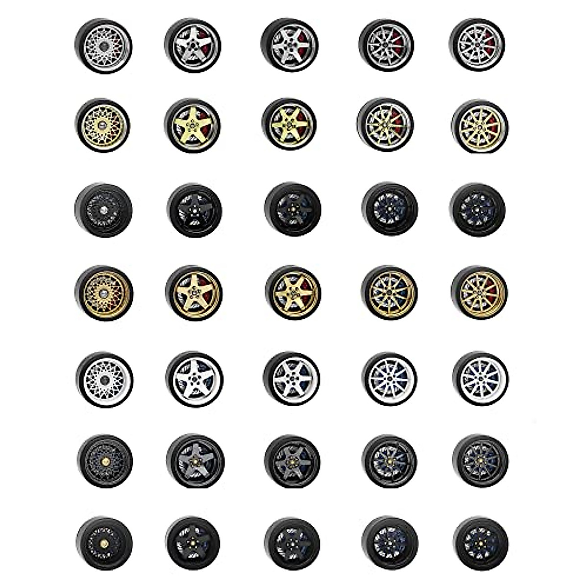 Carlomo 1/64 Scale Mini Alloy Wheels Tires with Axles S-Class Detail Up Kits for Professional Modified Diecast Model Vehicle Kit (S03-E)