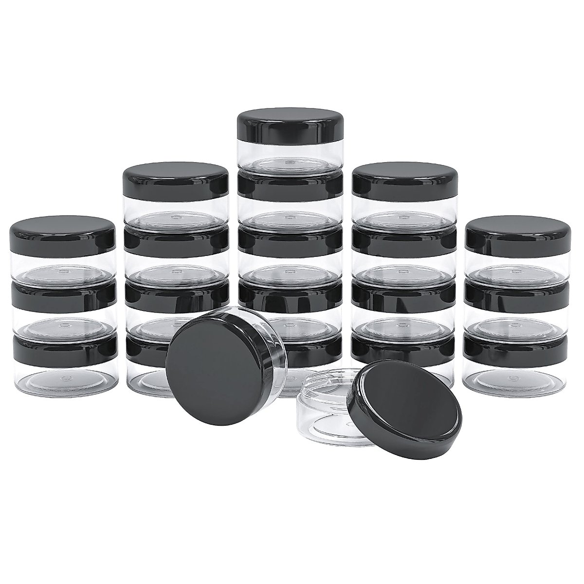 ZAVBE 5 Grams Plastic Containers with Lids 100 pieces BPA Free Sample Containers, Mini Clear Empty Refillable Round Sugar Scrub small 5g/5ml Tiny Jars with Lids for Cosmetics, Lotions
