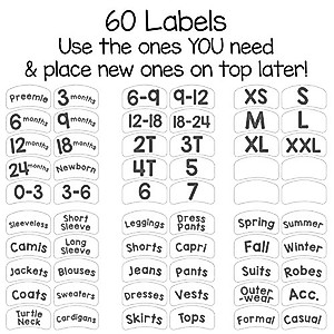 6 Baby Girl Nursery Clothing Closet Size Dividers Pink Elephants Fits 1.5" Rod (Pink)