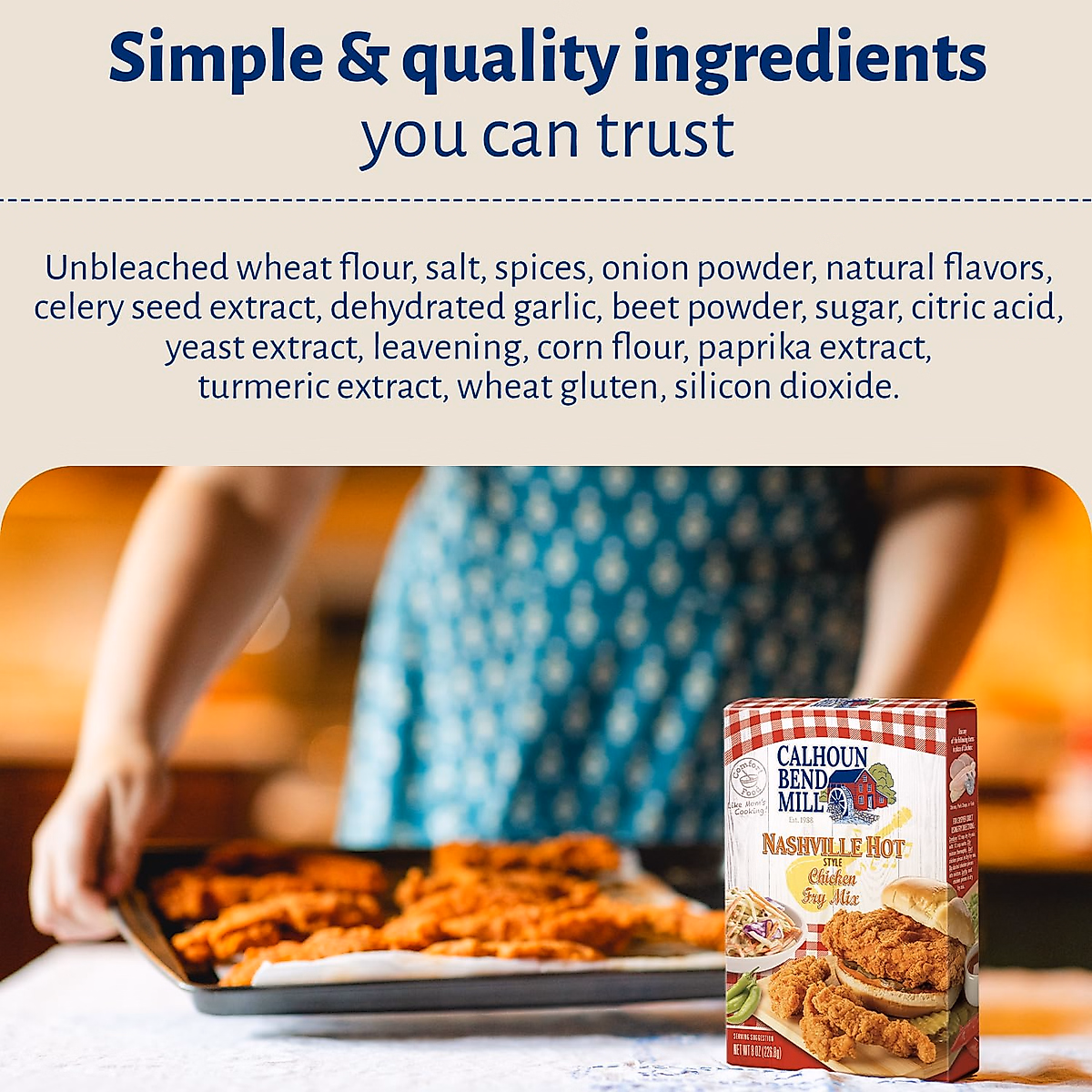 Calhoun Bend Mill Nashville Hot Style Crispy Fry Mix | Spicy Southern Seasoning for Perfect Hot Chicken Tenders and Sandwiches | Fiery Flavor | Ideal for Air Fryer or Deep Fryer - 8 Oz (Pack of 6)