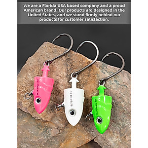 BLUEWING Big Game Swing Hook Jig Head with High Strength Stainless Steel Ball Bearing Swivel and High Carbon Steel Hook 1pc Saltwater Fishing Lures Lead Jighead, White 3oz