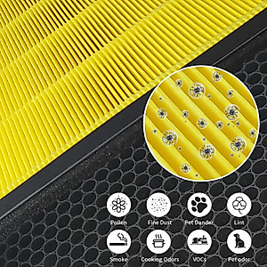Filterhualv 2 Pack Vital 100S-RF, 3-in-1 H13 HEPA High-Efficiency Activated Carbon Filter, Compatible with LEVOIT Vital 100S Smart WiFi Air Purifier Replacement Filter