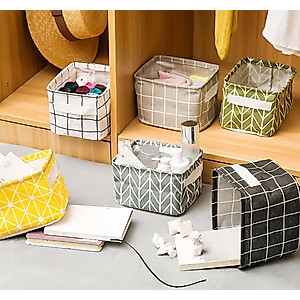Kamuavni Foldable Storage Basket Small Collapsible Canvas Containers Organizers with Handle for Home Decor or Storing Toys, Keys, Sundries, Little Crafts, 9 Pack