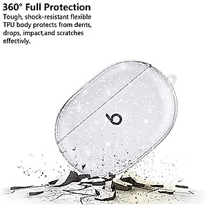 Aircawin for Beats Studio Buds Case 2021 Clear Glitter,Sparkly Bling Clear Case for Beats Studio Buds + Case Cover 2023,Shockproof Soft TPU Case for Beats Studio Buds Case Cover with Keychain-Glitter