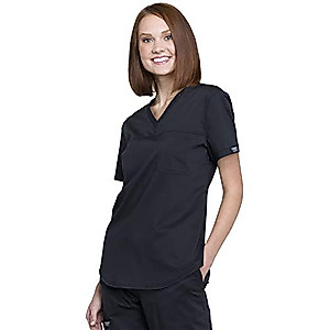 Cherokee Women Scrubs Top Workwear Revolution Tuckable V-Neck O.R WW657, S, Black