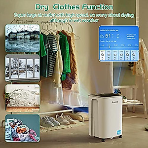 Dehumidifier 2500 Sq.Ft 30 Pint, Dehumidifiers with Drain Hose, 0.66 Gallon Water Tank, Energy Star Certified, RUWORA Dehumidifiers for Home Basement Bedroom Bathroom, Overflow Protection, 24H Timer