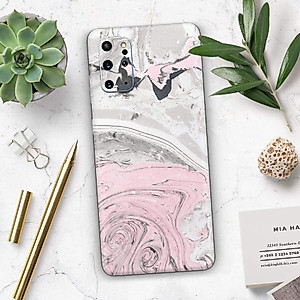 DesignSkinz Mixtured Pink and Gray Textured Marble Protective Vinyl Decal Wrap Skin Cover Compatible with The Samsung Galaxy S20 (Screen Trim & Back Glass Skin)