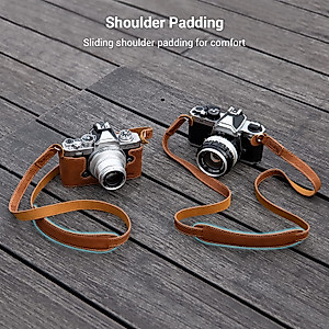 SMALLRIG Leather Camera Strap, Vintage Brown Genuine Leather Neck Shoulder Camera Strap for Canon, for Nikon, for Pentax, for Sony, for Fujifilm and for Digital Camera - 3485