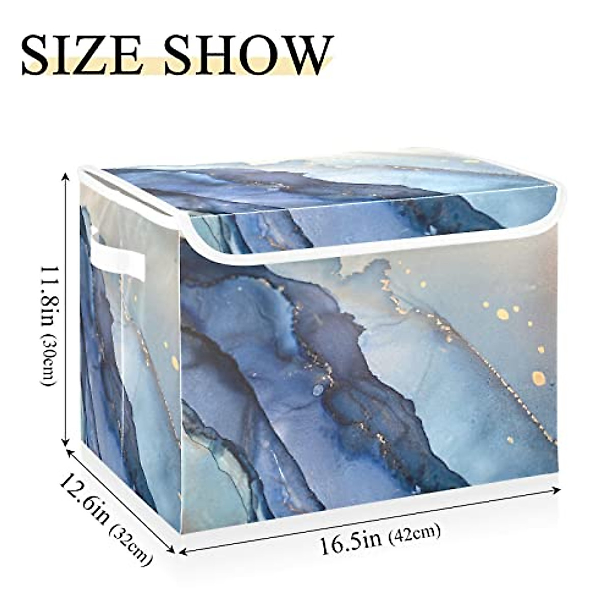 RunningBear Abstract Blue Art Large Storage Bins with Lid Collapsible Storage Bin Closet Storage Bins Decorative Storage Boxes for Room Bedroom