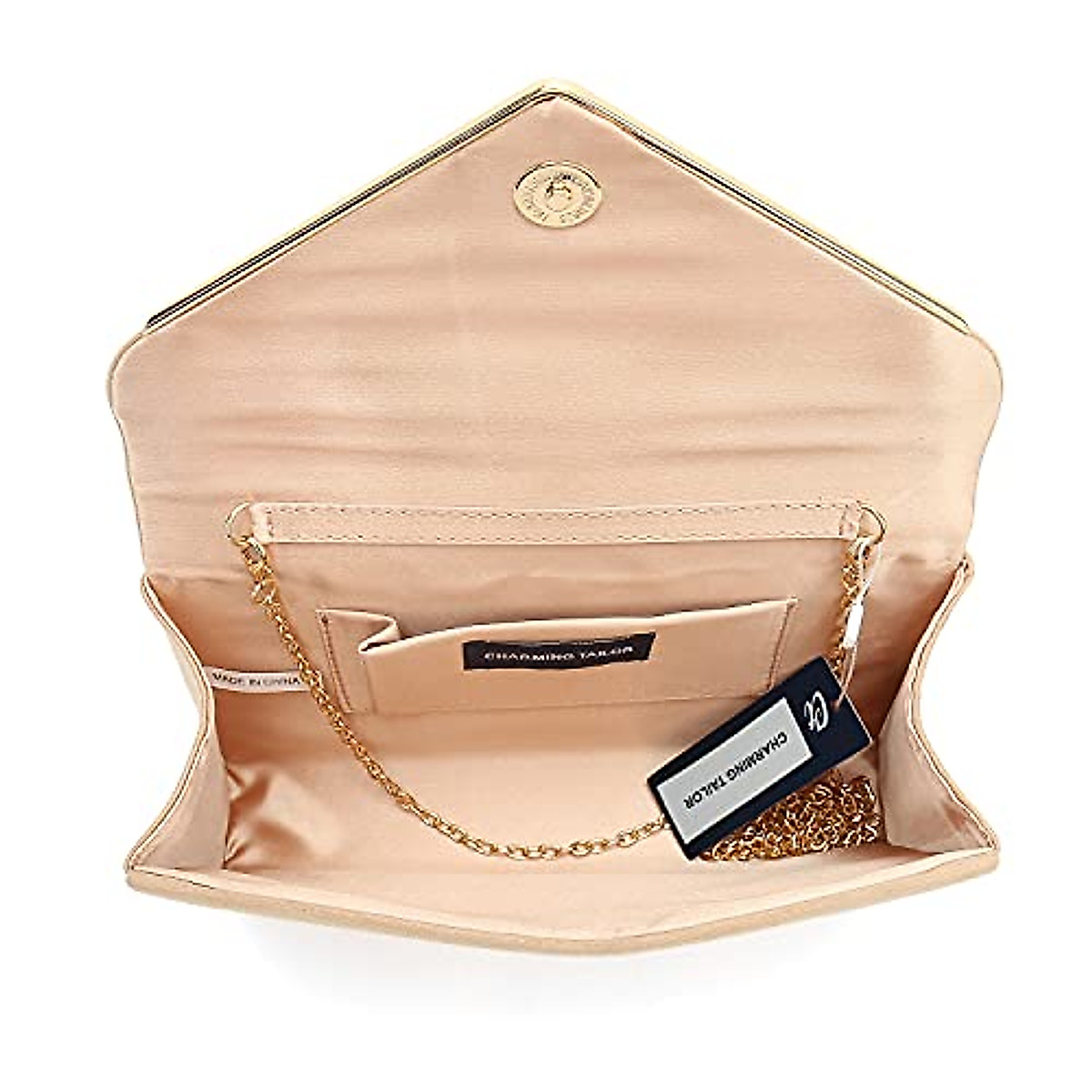 CHARMING TAILOR Faux Suede Clutch Bag Elegant Evening Purse for Wedding/Prom/Black-tie Events (Nude)