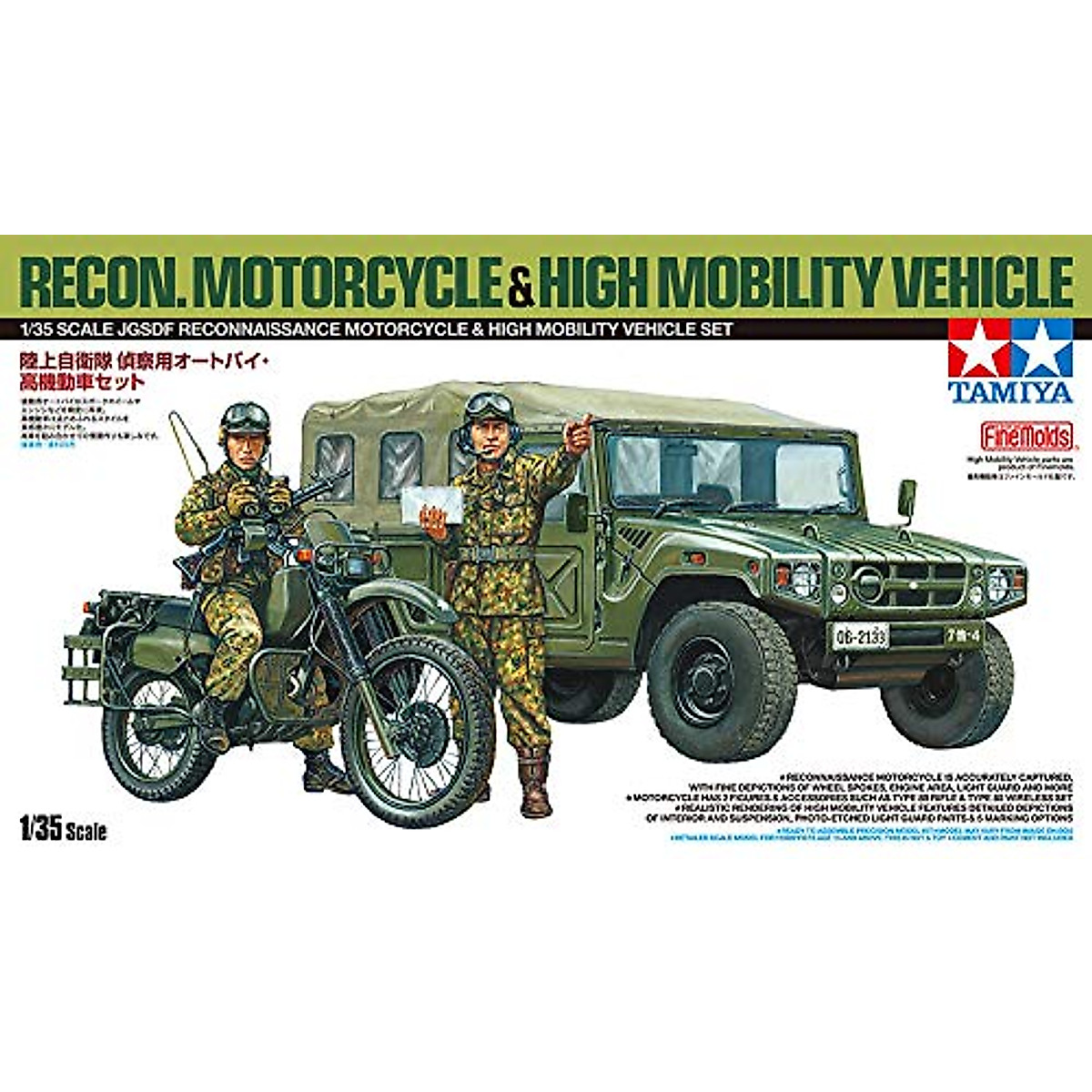 TAMIYA 25188 25188-1:35 JGSDF Reconnaissance Wheel with HMV Vehicle, Model Construction, Plastic Kit, Unpainted