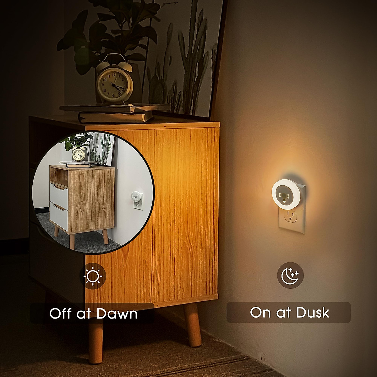 Briignite Dimmable Night Light, Plug into Wall [4Pack] with Light Sensors, Auto On/Off LED Night Light for Kids Room, Baby, Bathroom, Stair, Hallway, Warm White