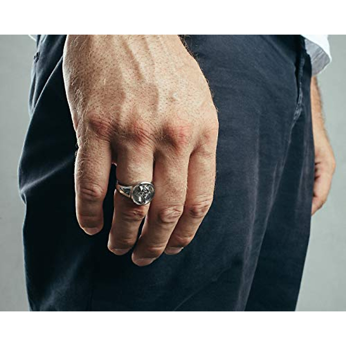 Akitsune Ferus Ring | Fox Design Ring Women Men Signet Ring Stainless Steel - Silver - US 11