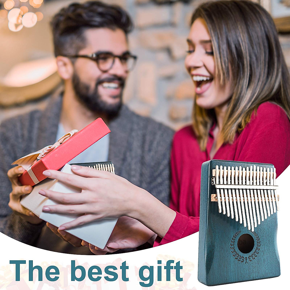 PLLTMU Kalimba Thumb Piano 17 Key Kalimba 17 Key Kalimba with Tune Hammer and Study Instruction,Mbira Thumb Piano,Kalimba Thumb Piano,Gift for Kids,Handmade with Mahogany and Ore Steel Bars