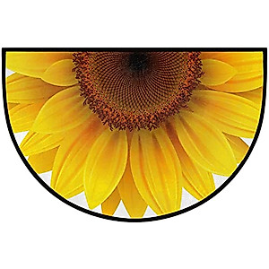 Half Round Door Mat Ferns and Leaves On Beige Sage Green and Light Brown Door Mat Outdoor Entrance, for Outside Entry 24x36 in Indoor Non-Slip semi-Circular Doormat Entrance Bathroom Floor Carpet