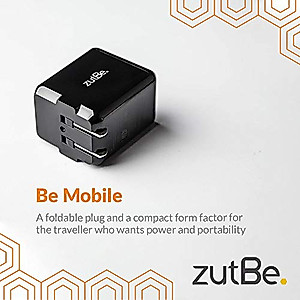 zutBe Dual Port USB-A Foldable 30W, 2.4A Fast Foldable Plug, 1 Quick Charge QC 3.0 Wall Charger Compatible with iPhone 14 13 12 SE 11 X 8 7 & iPad Samsung Galaxy [Be Charitable, Durable, Confident]