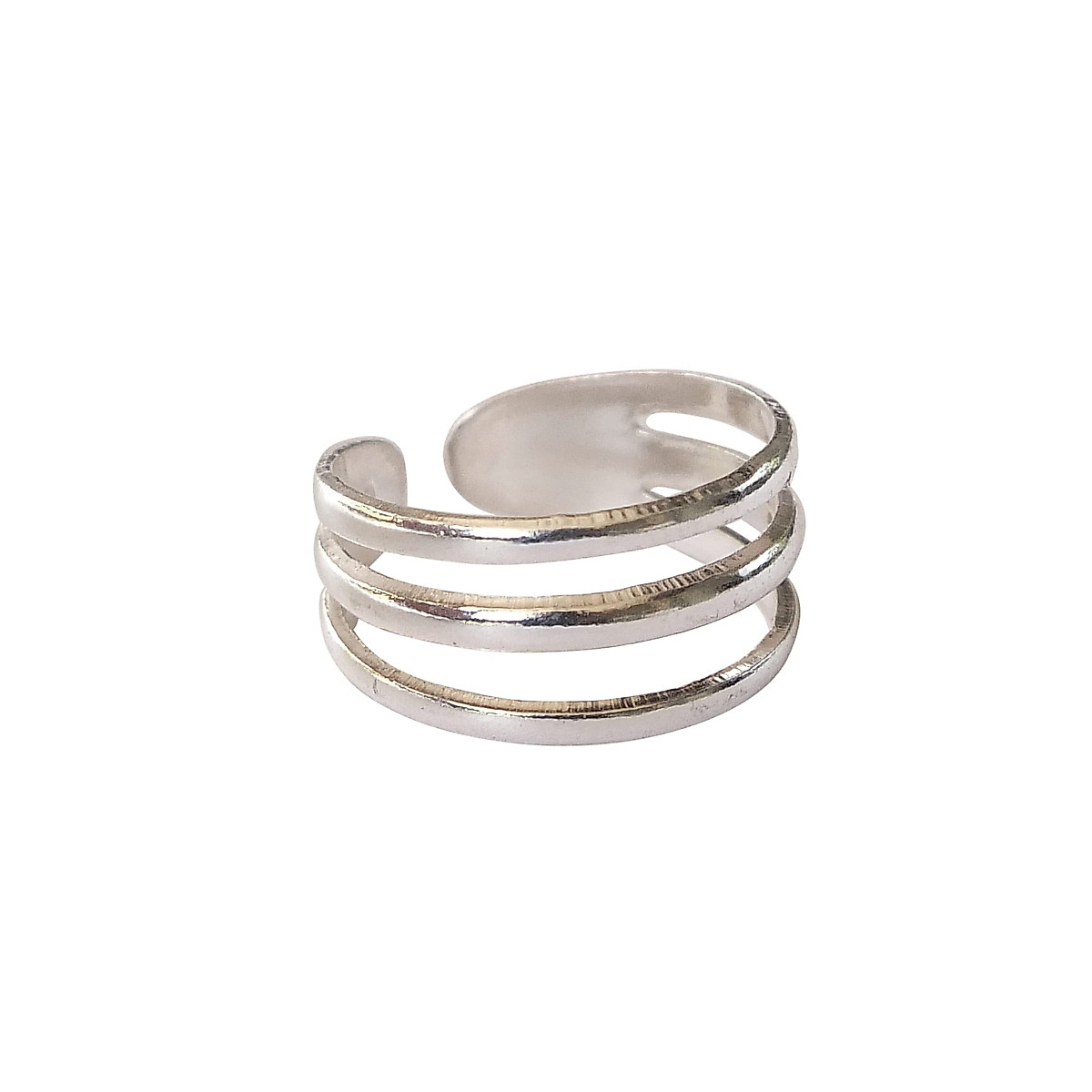 Handmade Silver Triple Band Adjustable Toe Ring, 925 Sterling Silver, Classic 3 Row Dainty Open Toe, Pinky or Knuckle Rings for Women, By MiYa Jewelry Creations