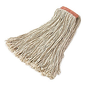 Rubbermaid Commercial Premium 8-Ply Cut-End Cotton Traditional Wet Mop Head, 20-Ounce, 1-Inch Headband, White/Orange (FGF21700WH00)