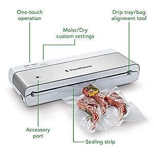 FoodSaver Compact Vacuum Sealer Machine with Sealer Bags and Roll for Airtight Food Storage and Sous Vide, White
