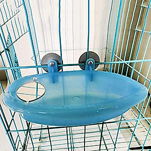 2 PCS Bird Bathtub with Mirror Toy Parrot Shower Tub Cleaning Tool Plastic Durable Odorless Cage Accessories for Small Parakeet Cockatiel Conure Lovebird Finch Budgie Canary