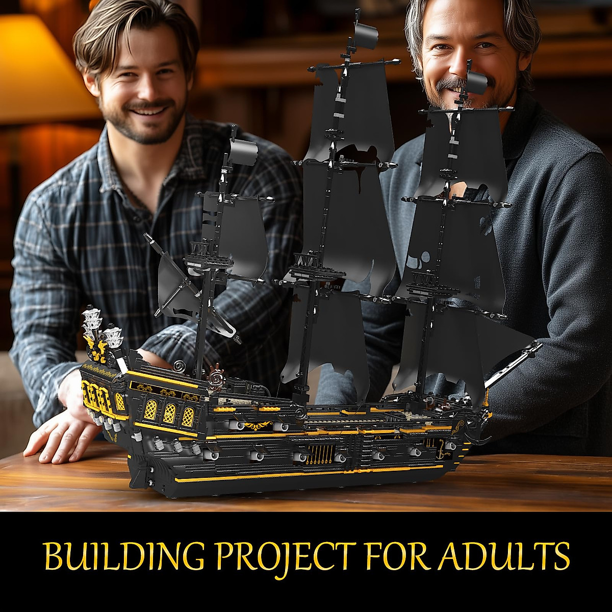 JMBricklayer Black Pirate Ship Model Building Sets, Mysterious Pirate Toys Building Kits, Collectible Model Ship Building Blocks, Cool Pirate Ship Toy, Gifts for Boys Teens Collectors (2868 Pieces)