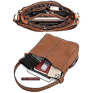 Montana West 3 PCS Set Hobo Purses for Women Large Crossbody Bags Leather Women's Shoulder Handbags Brown MWC-1001S-3BR