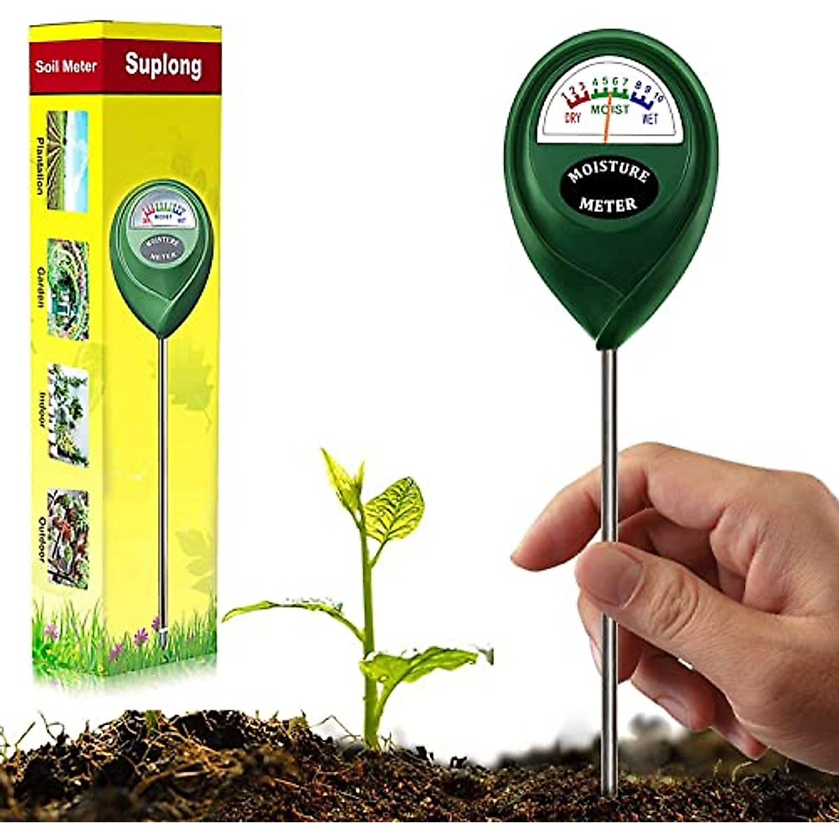 Suplong Soil Moisture Meter,Plant Moisture Meter, Plant Water Meter for Plants, Gardening, Farming, Indoor and Outdoor Plants(No Batteries Required)