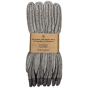 Yacht & Smith 4 Pairs Merino Wool Socks for Men & Women, Thermal, Warm Sock Hiking Winter, Bulk Pack