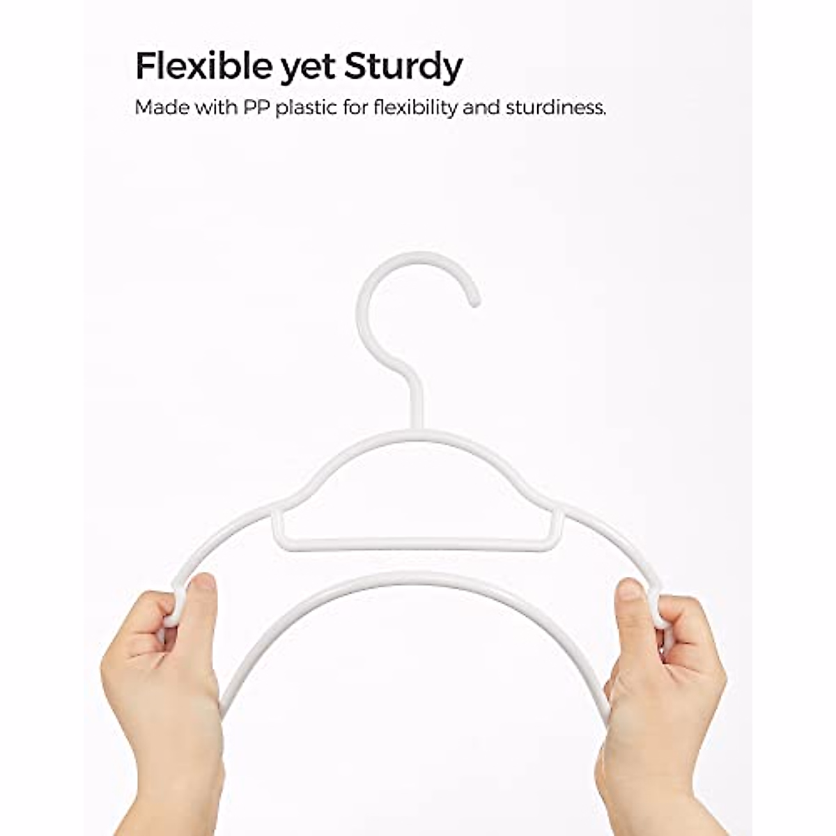 SONGMICS Plastic Hangers, 30 Pack Lightweight Space-Saving Hangers, Hangs up to 8 lb, Heavy-Duty Clothes Hangers for Coats, Pants, Dresses, White UCRP007W30