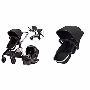 Evenflo Pivot Xpand Modular Travel System with SafeMax Infant Car Seat and Two Toddler Seats to Grow with Your Family (Stallion Black)