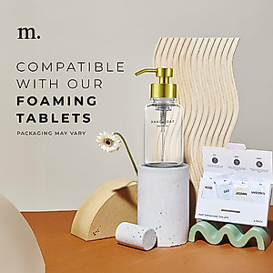 MaisoNovo Glass Foaming Soap Dispenser | Clear Glass Gold Pumps x 2 with Tray