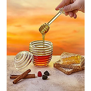 Touchstone Honey Jars with Dipper for Kitchen, Unbreakable Food Grade Acrylic Material, Honey Pot With Spoon, Tarro De Miel Con Cuchara. Honey holder, (3.5" x 5.6") (10 fl oz)