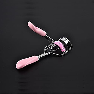 MICPANG Eyelash Curler with Built in Comb Eye Lash Curler Lash Tool with Brush Mini Small Best Eyelash Curler with Lash Separator 2 Refill Pads Portable Compact Plastic Partial Makeup Curler (Peach)