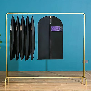 Black Garment Bags Clothes Dust Cover Storage Bag(Set Of 5) for Storage and Travel, Suit Bags for Closet Storage with Clear Window Suit Protector Garment Bag（24*48in）