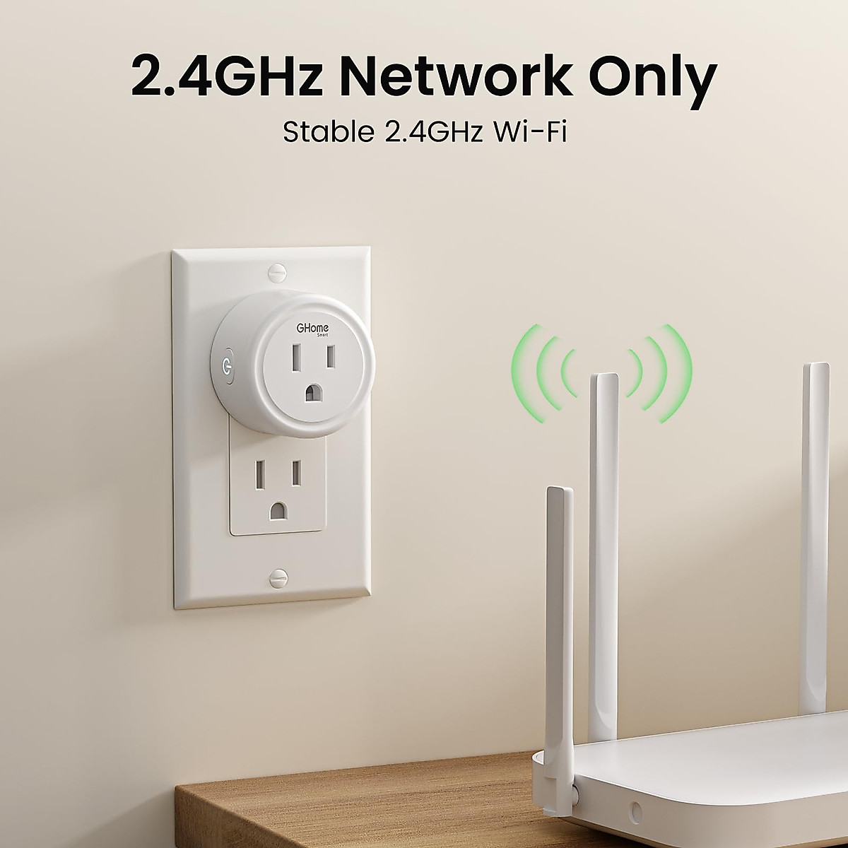 GHome Smart Mini Plug Compatible with Alexa and Google Home, WiFi Outlet Socket Remote Control with Timer Function, Only Supports 2.4GHz Network, No Hub Required, ETL FCC Listed (4 Pack), White