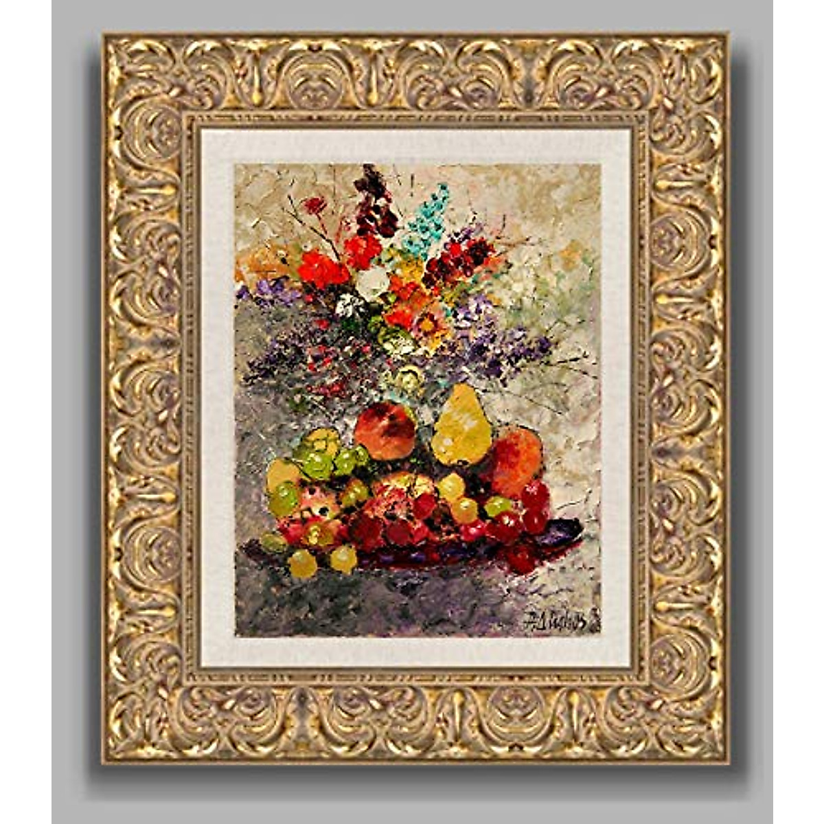 (SOLD) The Still Life - fruit and flower still life by internationally renown painter Andre Dluhos