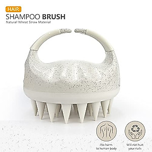 Sndyi Scalp Massager Shampoo Brush, Scalp Scrubber with Soft Silicone Bristles, Scalp Exfoliator for Dandruff Removal, Scalp Massager for Hair Growth, Wet Dry Hair Brush for Scalp Care, Beige