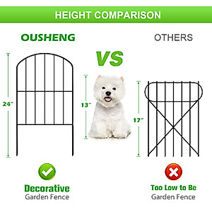 OUSHENG Decorative Garden Fence 25 Panels, Total 27ft (L) x 24in (H) Rustproof Metal Wire Fencing Border Animal Barrier, Flower Edging for Landscape Patio Yard Outdoor, Arched