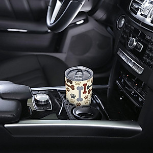 Dog Paw Prints Bones 20oz Tumbler Stainless Steel Vacuum Insulated Double Wall Travel Tumbler, Durable Insulated Coffee Mug, Thermal Cup With Lid and Straw for Hot & Cold Drinks