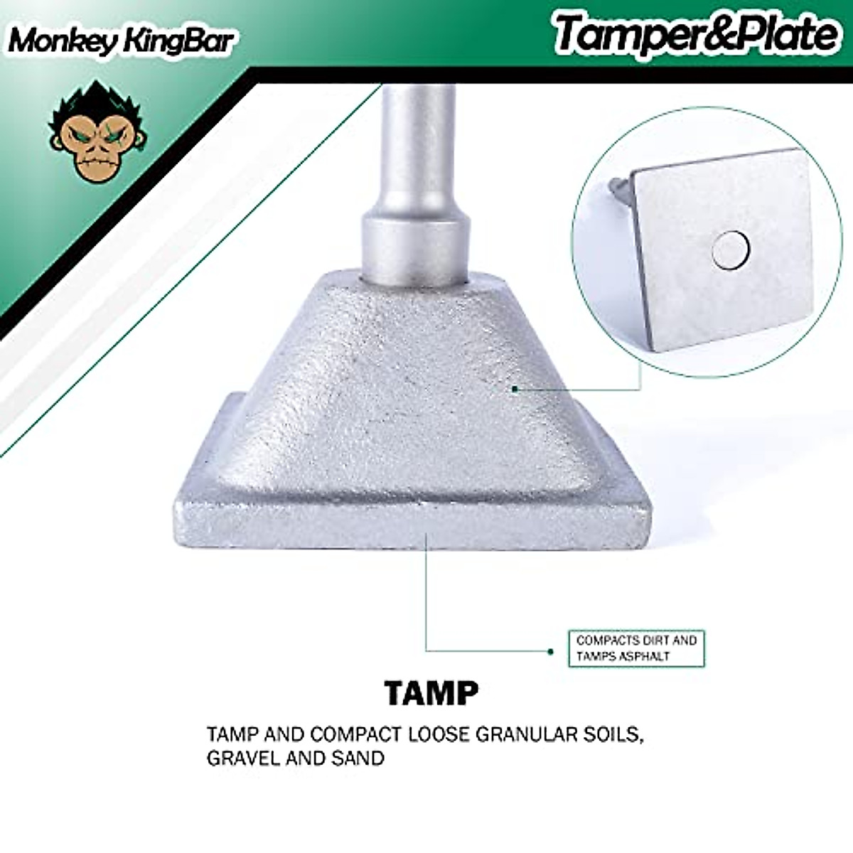 Monkey King Bar-17IN Hex Tamper Shank and Plate for (30MM) Jack Hammer Bit Electric Demolition Concrete Breaker