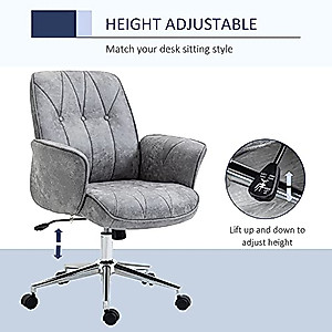 Vinsetto Micro Fiber Home Office Chair with Adjustable Height, Rock Function, and Curved Padded Armrests, Light Grey