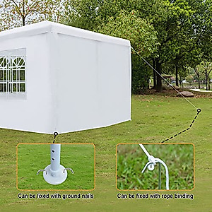 Canopy with 6 Side Panels 10x20ft Waterproof Outdoor Garden Shelter Heavy Duty White Tent Awnings Sturdy Steel Frame UV Protection for Patios Picnic Beach Wedding Festival Wedding Party Camping